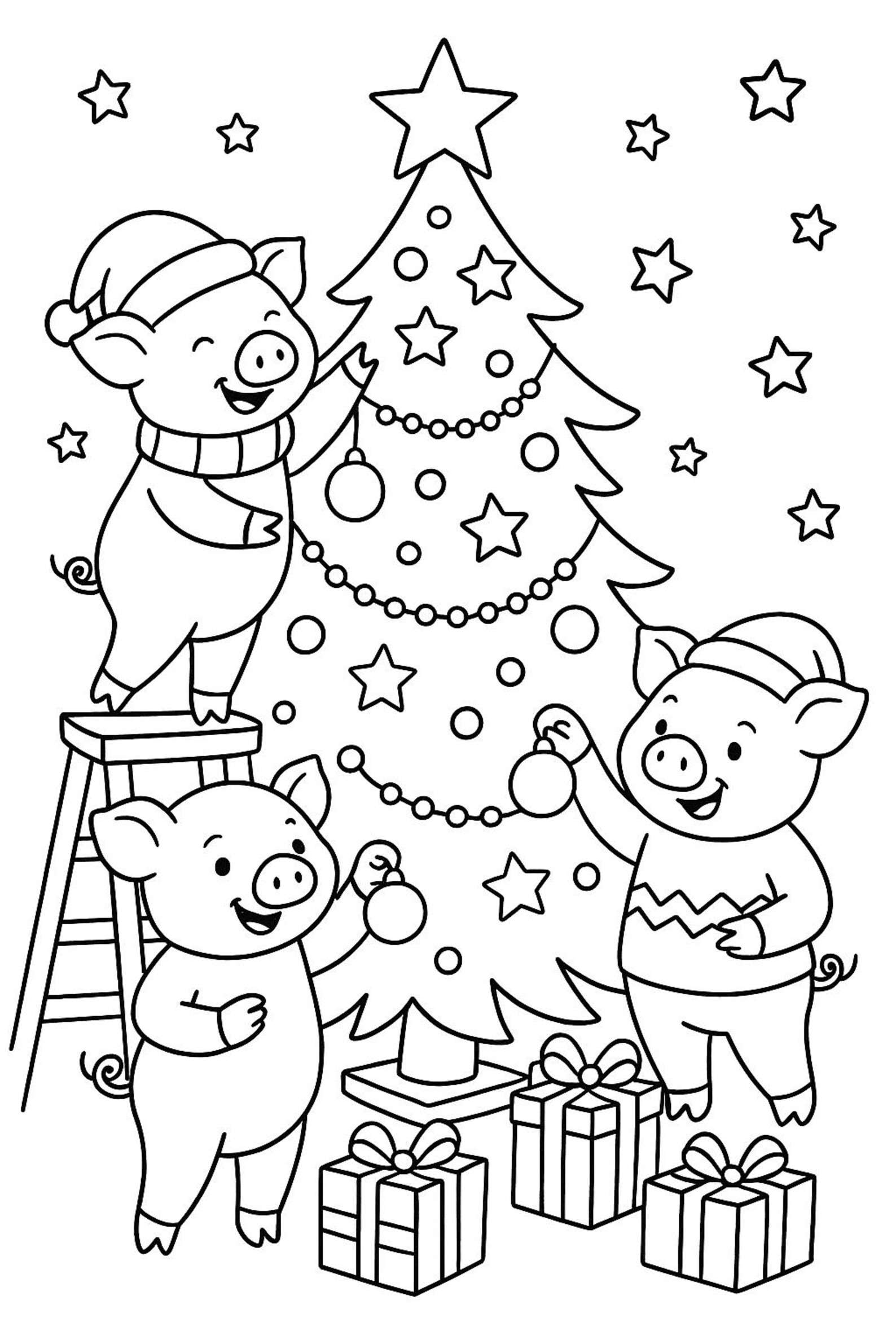 Pig Christmas Coloring Book – Festive Holiday Pages for Kids (PDF ...
