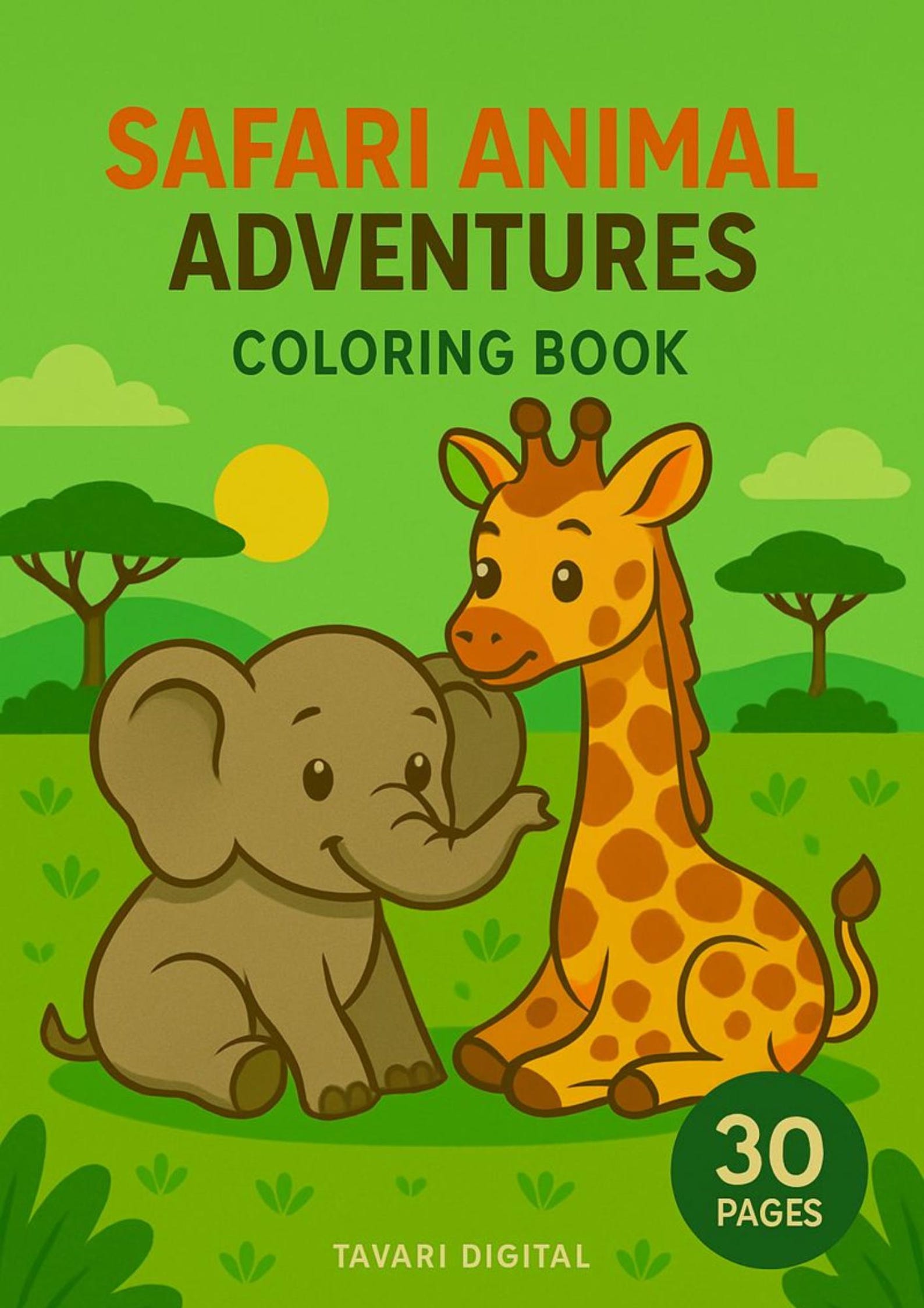 Safari Animal Adventures | Coloring Book | 30 Pages | US Letter and A4 ...