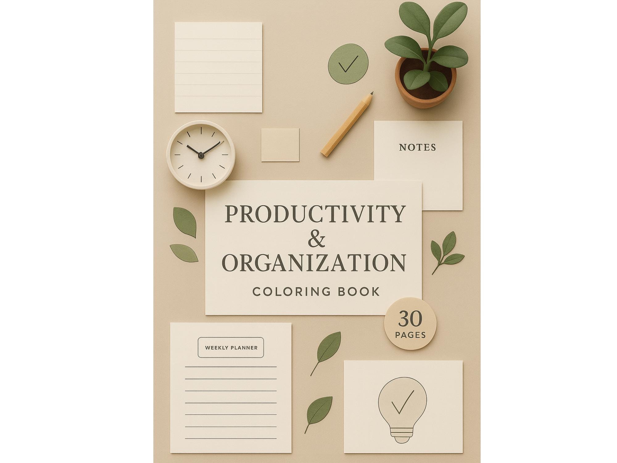Productivity & Organization Coloring Book Simplistic Cover | 30-page ...