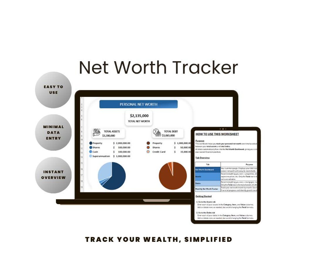 Net Worth Tracker Spreadsheet | Easy Personal Finance Excel Template ...