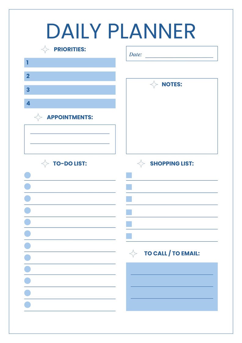 Blue To-do List Bundle | 5 A4 Printable Templates (PDF) - Etsy Australia