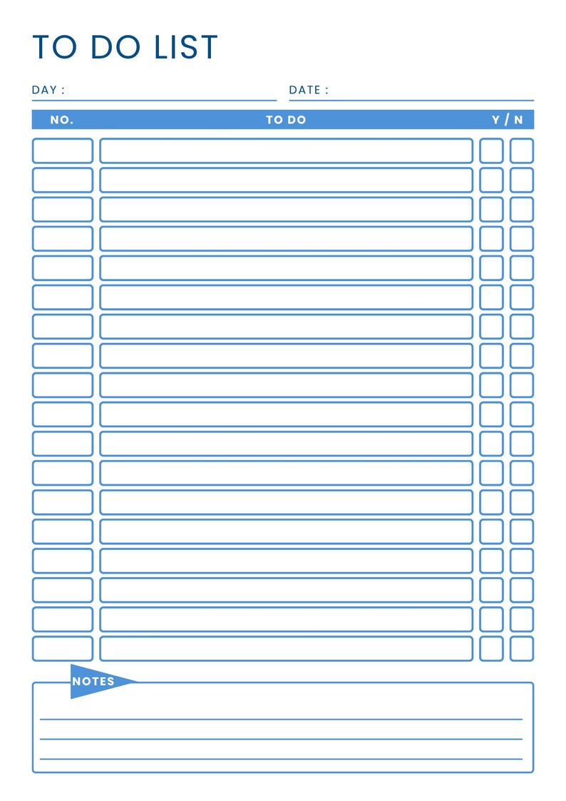 Printable to Do List | Daily Checklist Template | Task List & Notes ...