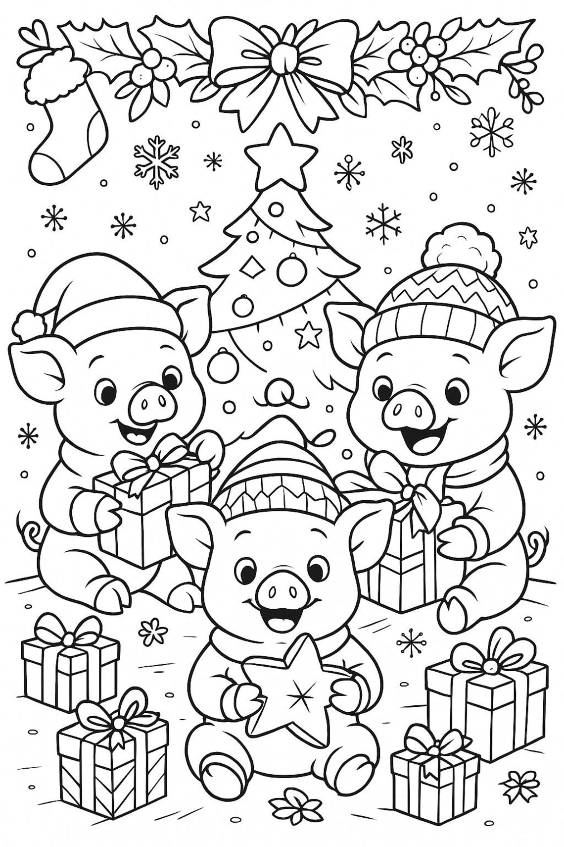 Pig Christmas Coloring Book – Festive Holiday Pages for Kids (PDF ...
