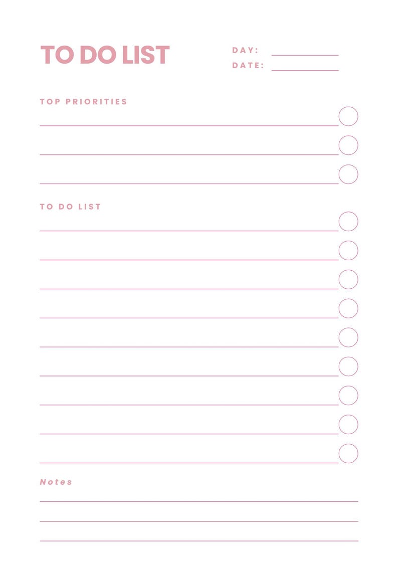 Pink To-do List Bundle | 5 A4 Printable Templates (PDF) - Etsy Australia