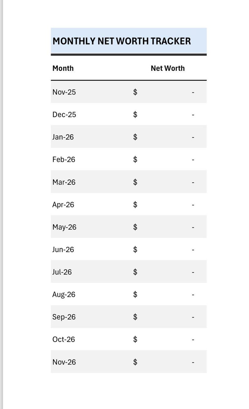 Net Worth Tracker Spreadsheet | Easy Personal Finance Excel Template ...