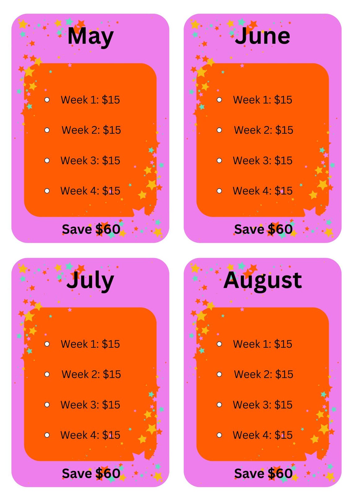 Low Income Savings Challenge | Bright Star Monthly Money Tracker ...