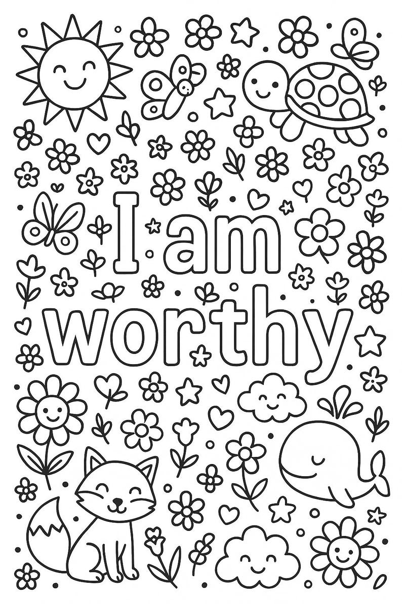 Kids Positive Affirmations Coloring Book | Self‑esteem & Confidence ...