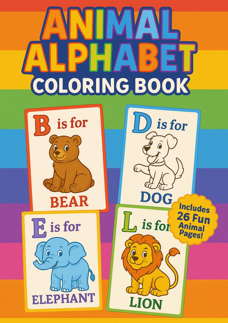 Animal Alphabet Coloring Book | Printable PDF Digital Download | Kids ...