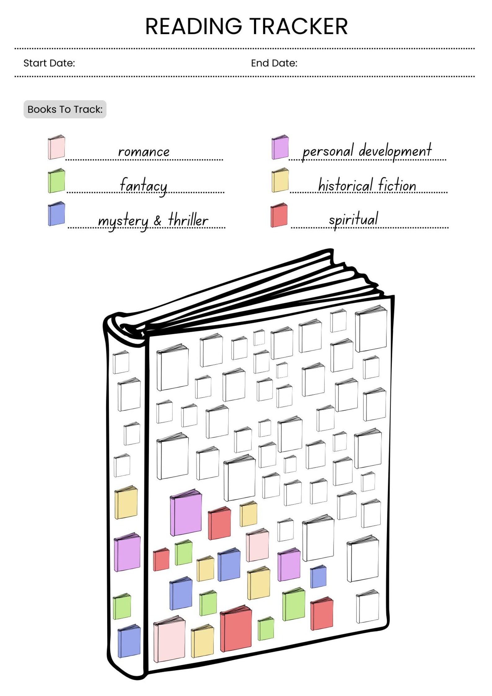 Reading Tracker | Color by Genre Reading Challenge | Book Tracker ...