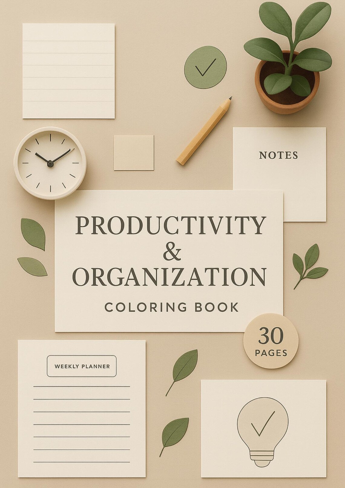 Productivity & Organization Coloring Book Simplistic Cover | 30-page ...