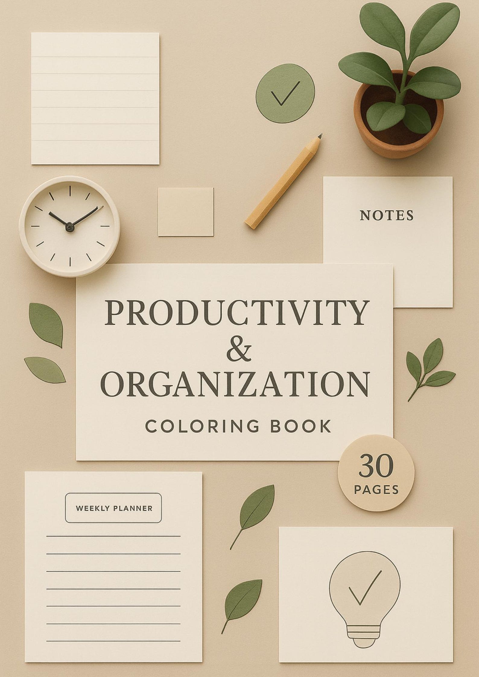 Productivity & Organization Coloring Book Simplistic Cover | 30-page ...