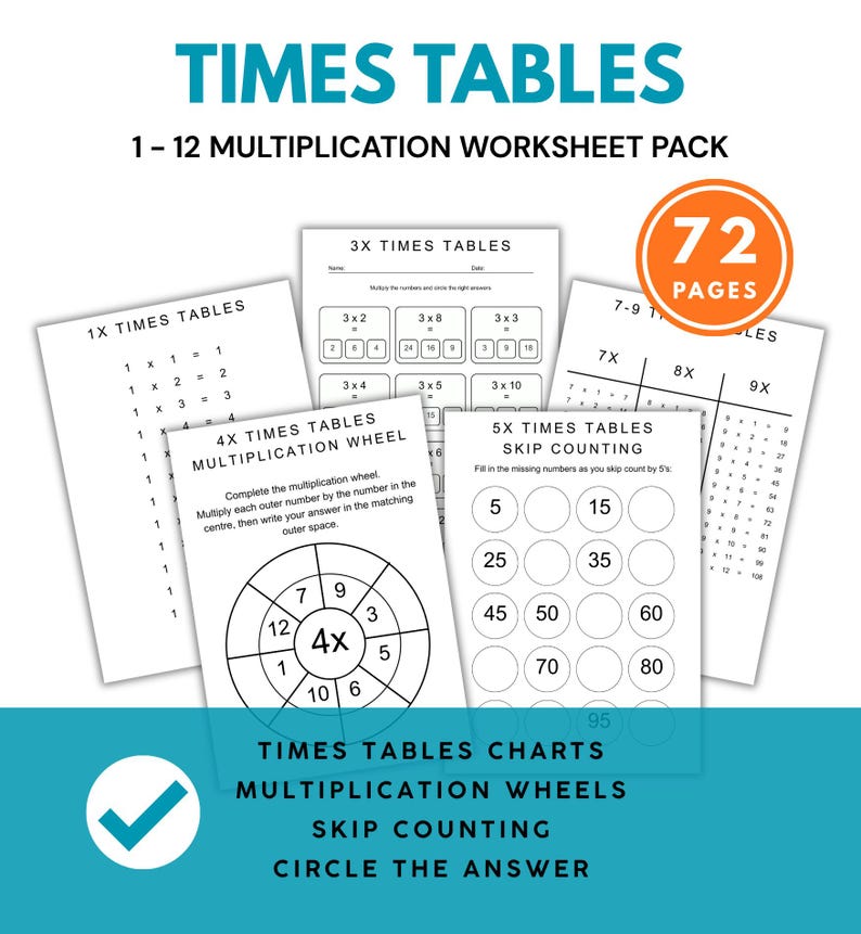 Times Table Worksheets – 72 Printable Pages – Multiplication Practice 0 ...
