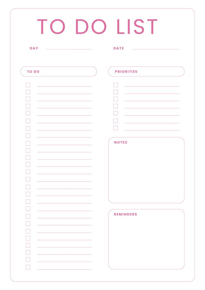 Pink To-do List Bundle | 5 A4 Printable Templates (PDF) - Etsy Australia