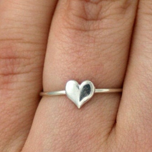 Silver Heart Ring - Etsy