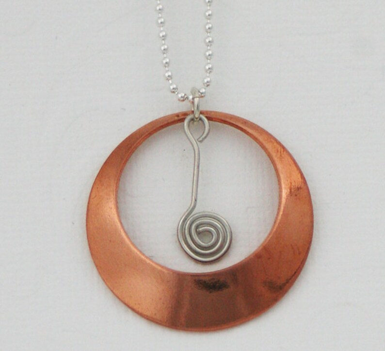 Copper Necklace Silver Necklace Domed Necklace Women Eco - Etsy