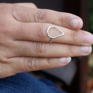 Sterling Silver Teardrop Ring, Teardrop Ring, Silver Ring, Eco Friendly ...
