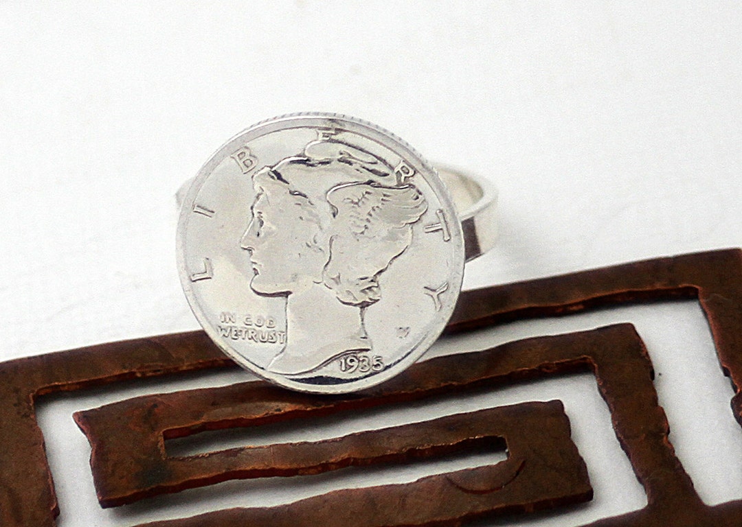 Liberty Dime Ring, Money Ring, Silver Ring, Christmas Gift, Gift, Gift ...