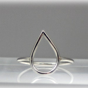 Minimalist Sterling Silver Teardrop Ring, Modern Open Design - Etsy