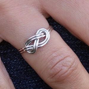 Sterling Silver Ring, Infinity Ring, Double Infinity Ring, Silver Knot ...