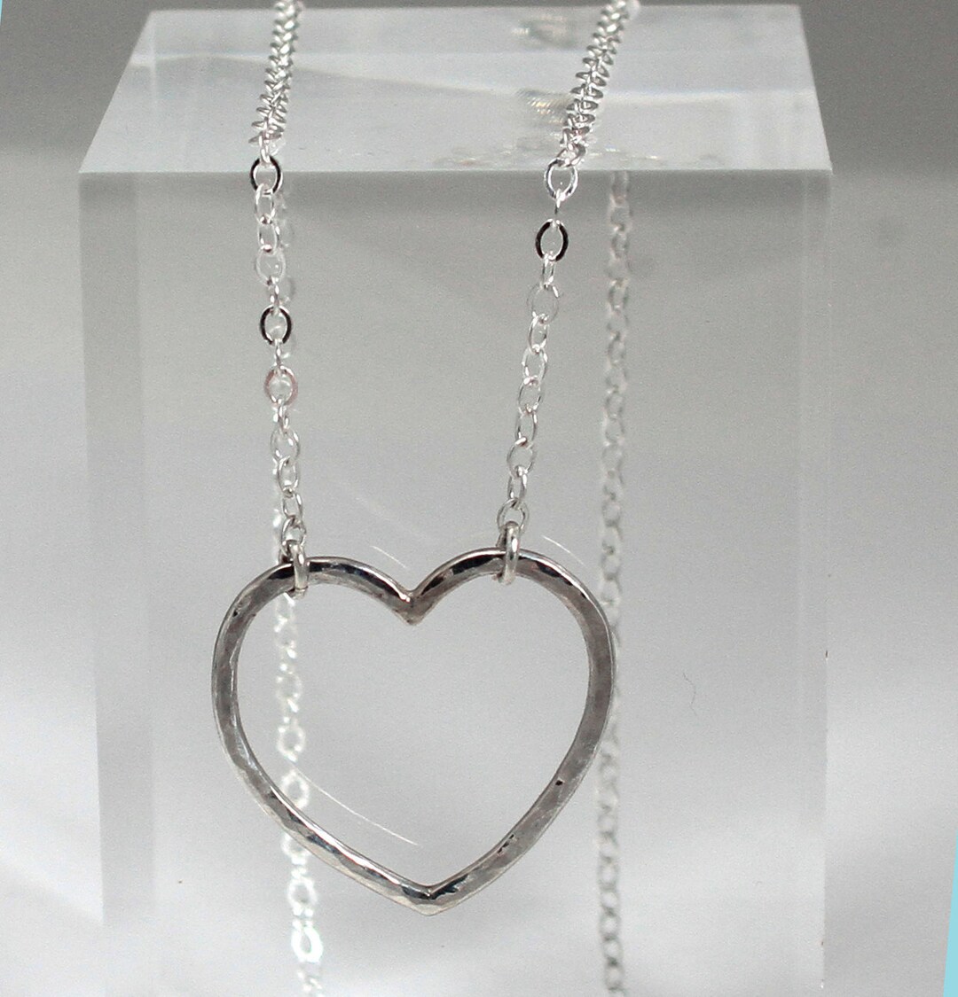 Sterling Silver, Heart Necklace, Hand Hammered Heart, Silver Heart ...