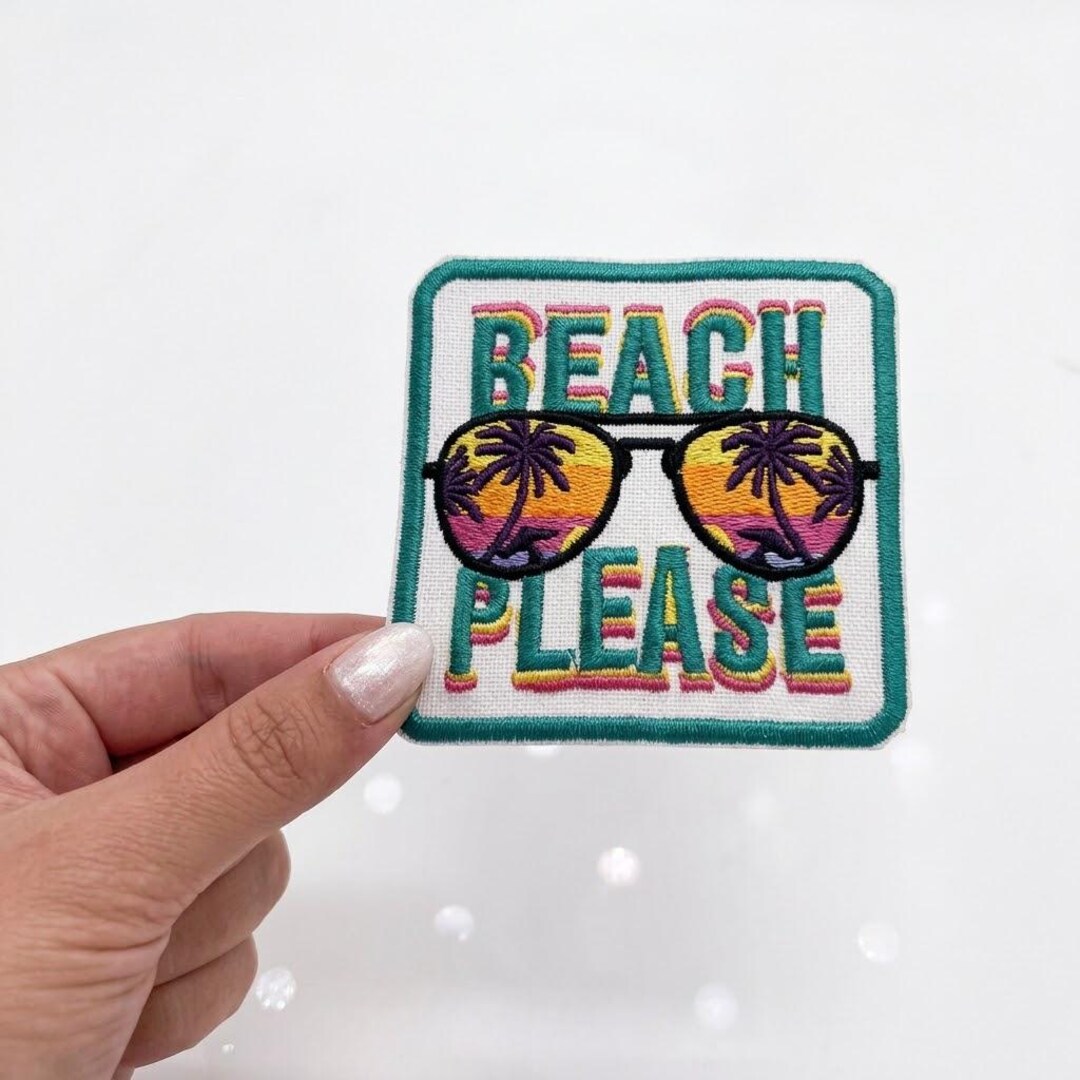 Vintage Beach Palm Patch – Sunset Color Block Embroidery Patch - Etsy