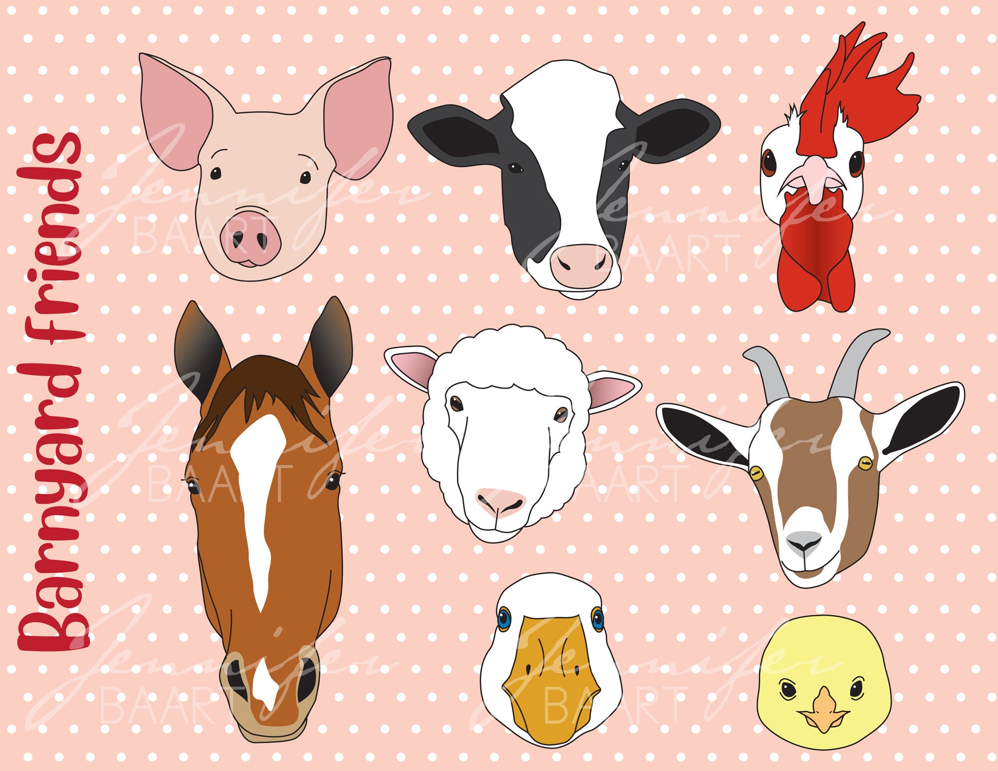 Barnyard Graphics Cute Clip Art | Etsy
