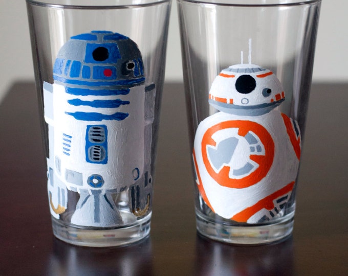Star Wars BB8 and R2D2 Drink Glasses - Etsy