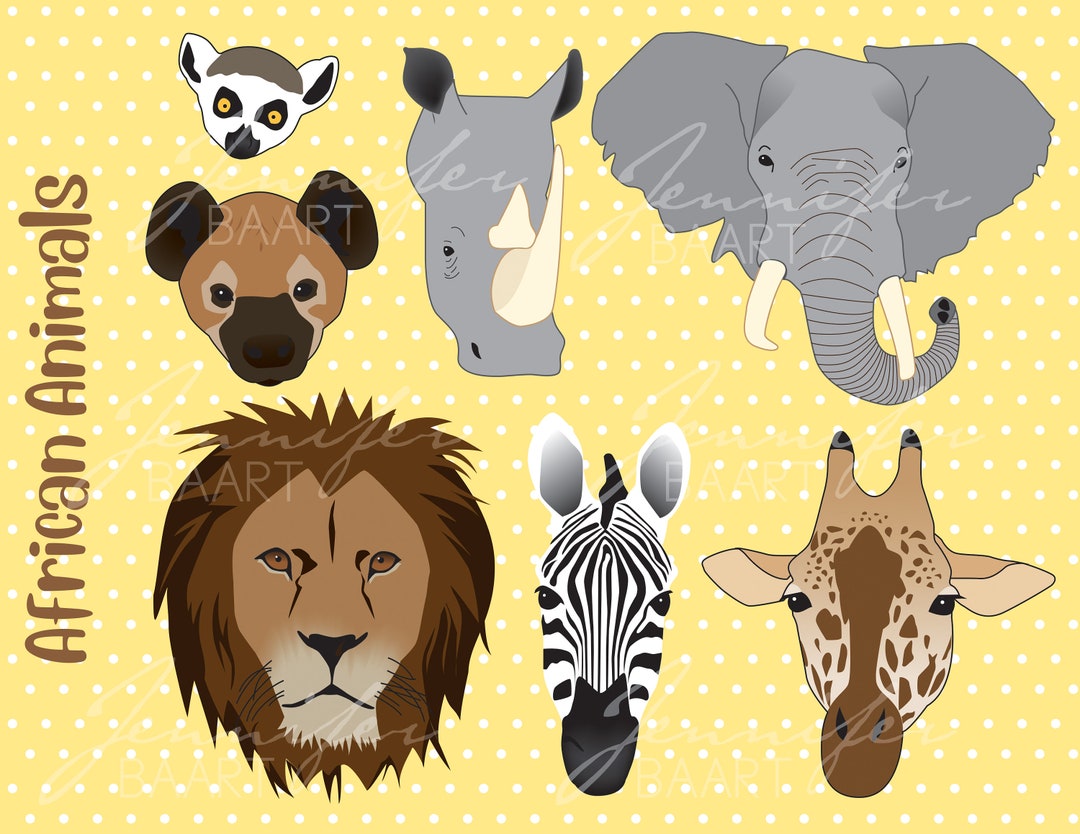 African Animals Graphics Cute Clip Art - Etsy