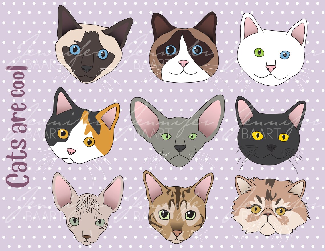 Cat Graphics Cute Clip Art - Etsy