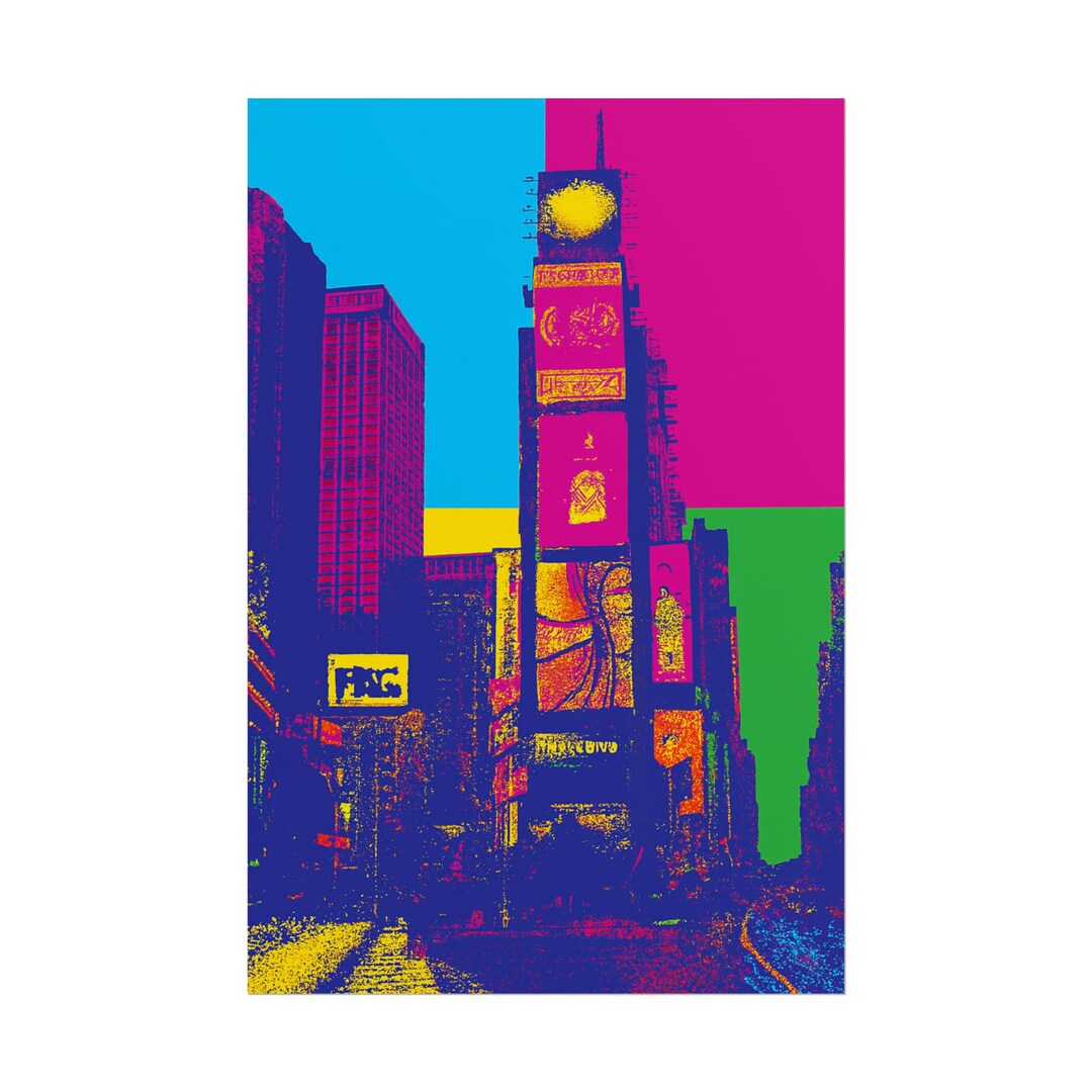 Pop Art Times Square Rolled Poster | Colorful City Skyline Print - Etsy