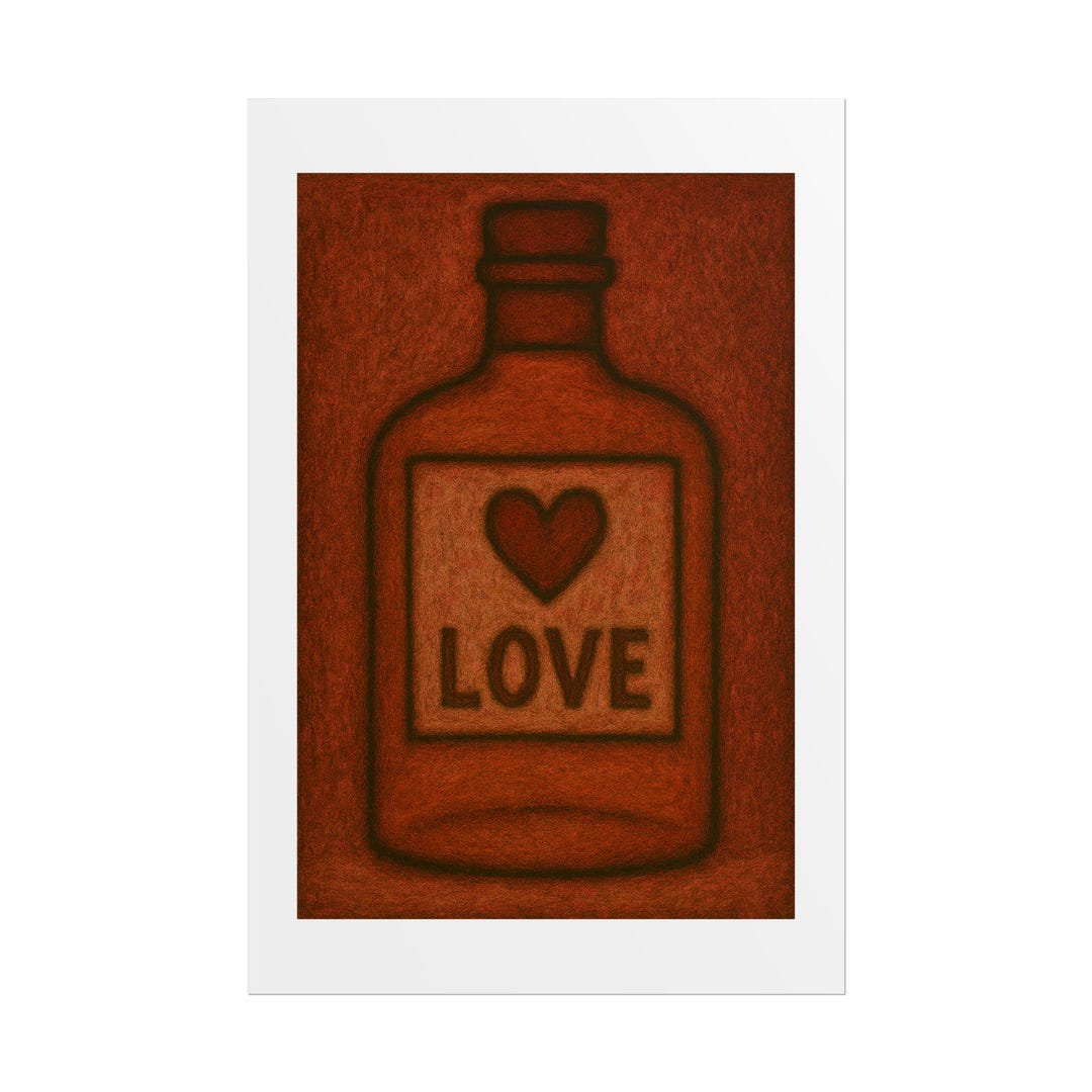 Love Bottle Poster | Rolled Art Print, Heart Illustration - Etsy
