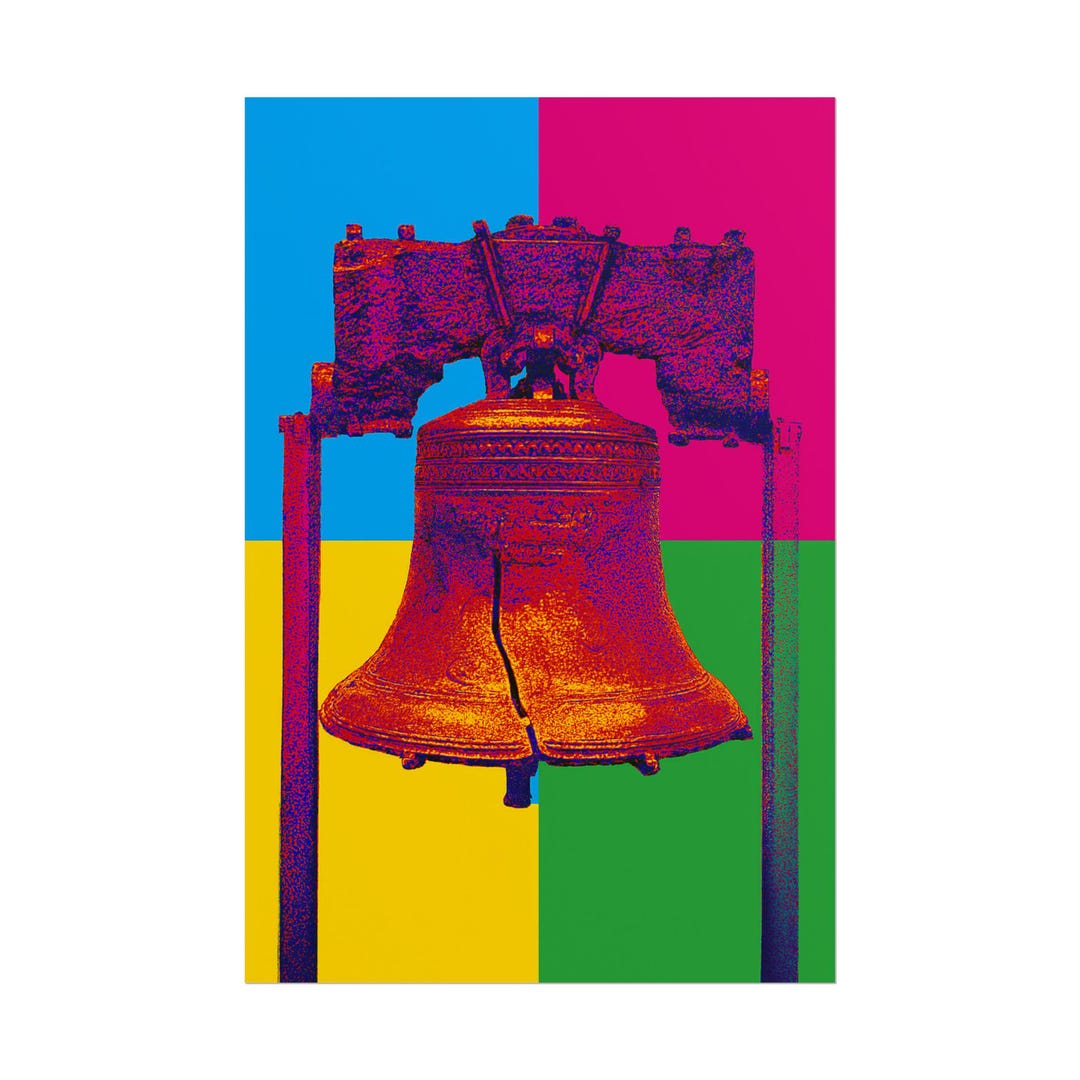 Liberty Bell Pop Art Rolled Poster | Color Block Philadelphia Icon - Etsy