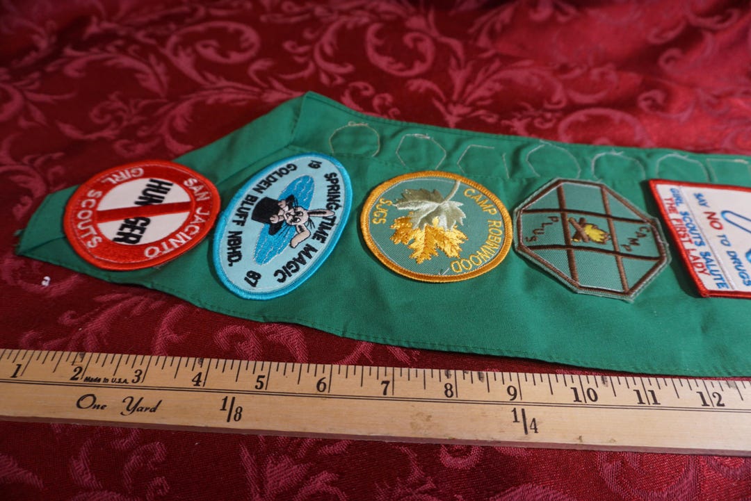 Girl Scout Sash Green With Badges and Pins - Etsy