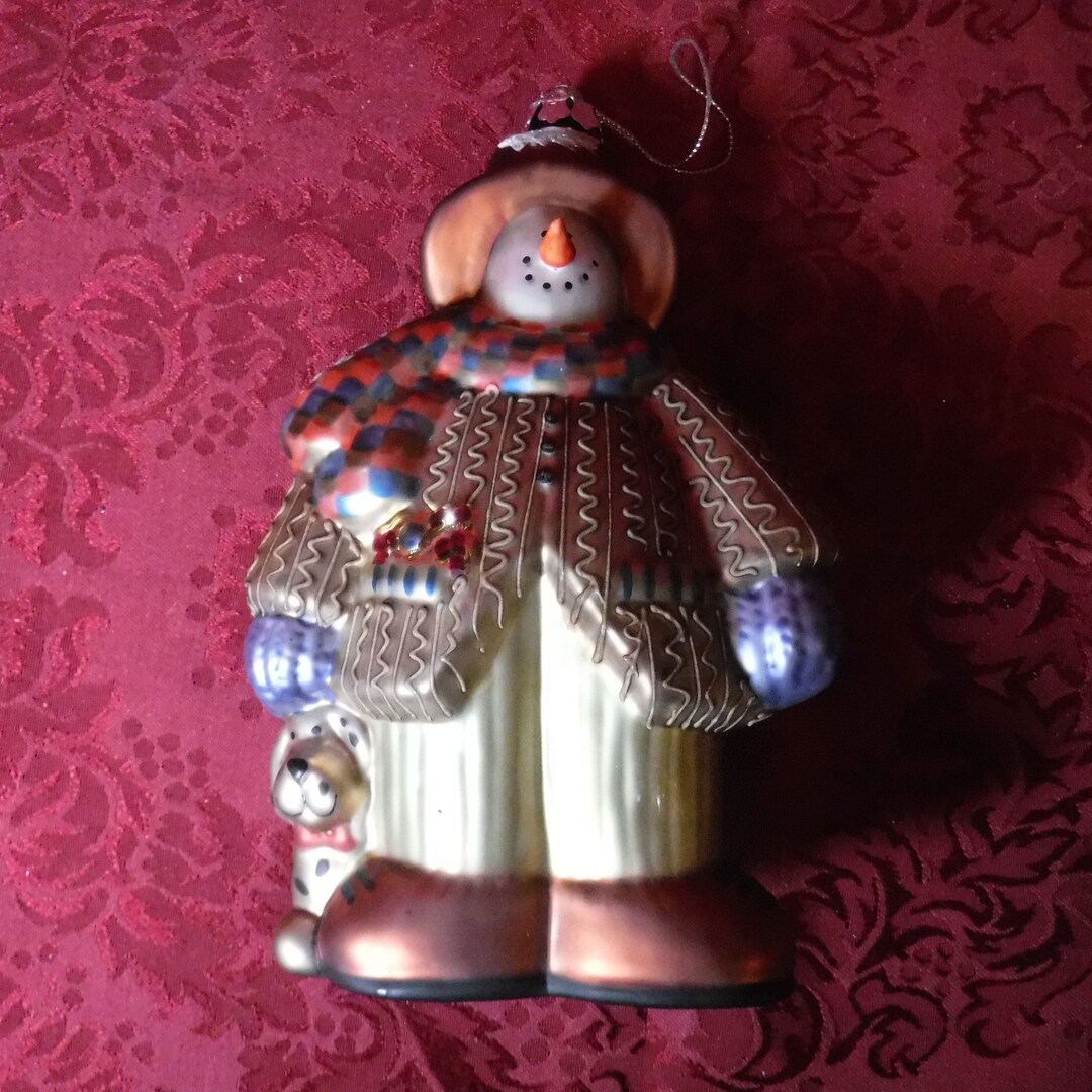 Kurt Adler Blown Glass, Snowman Fireman Ornament. - Etsy