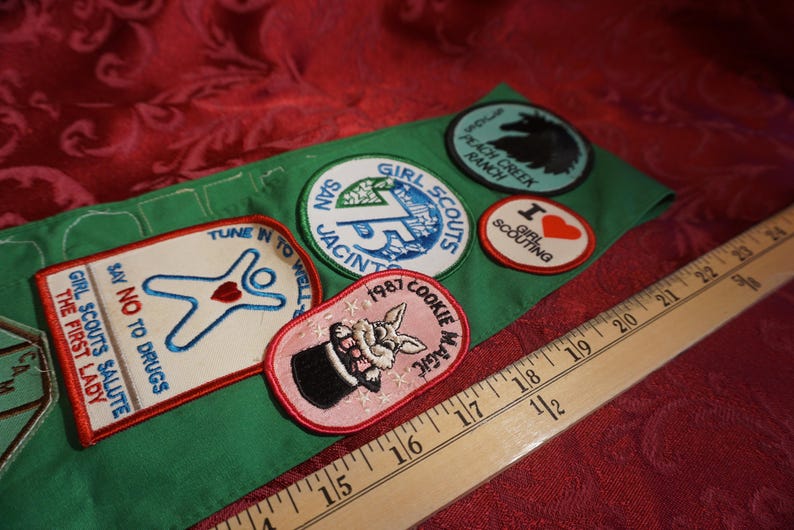 Girl Scout Sash Green With Badges and Pins - Etsy