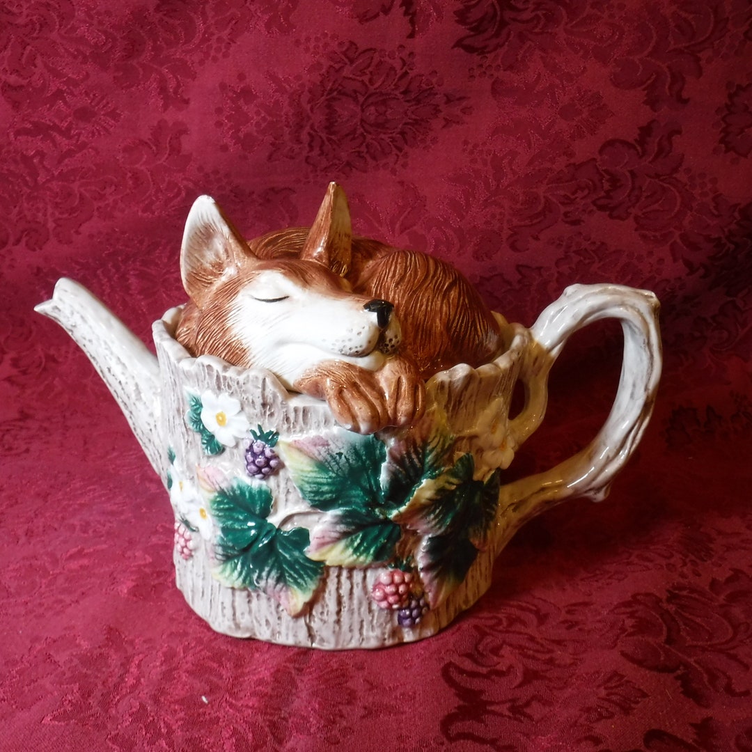 Fitz and Floyd Fox on a Log Teapot, 1990. 32oz With Lid - Etsy