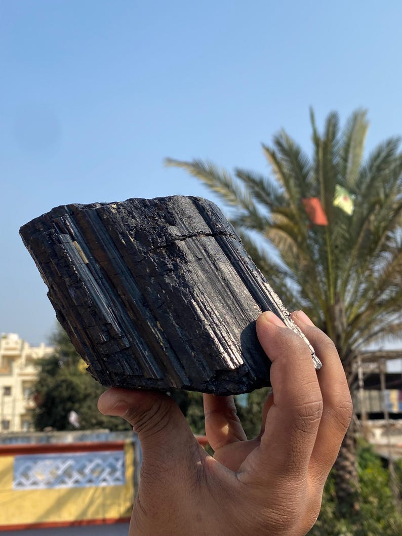 Large Natural Black Tourmaline Raw Crystal | Powerful Protection stone ...