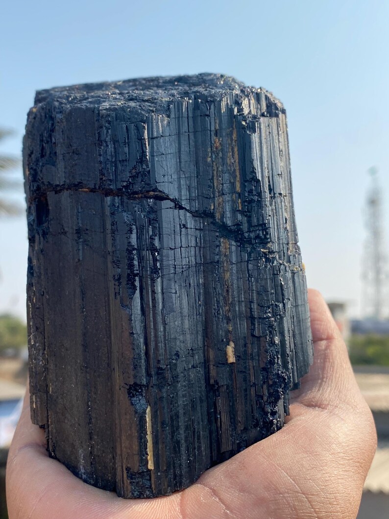 Large Natural Black Tourmaline Raw Crystal | Powerful Protection stone ...