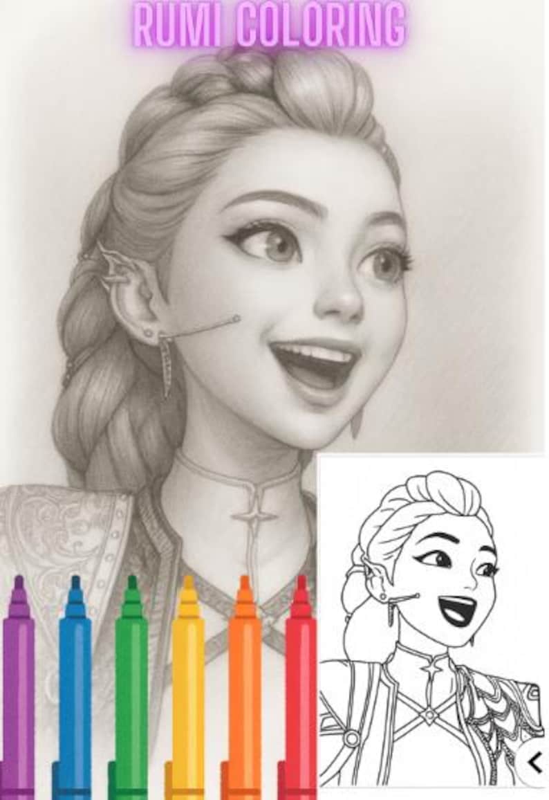 Rumi Kpop Demon Hunter Coloring Pages | HUNTR/X Leader (digital ...