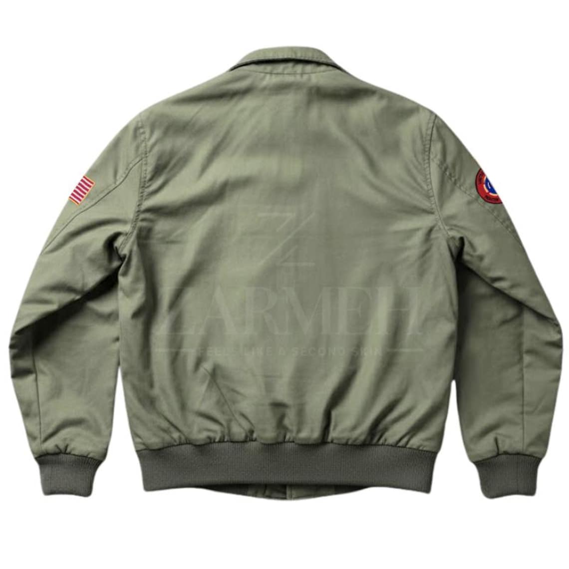 Olive Green Cotton Aviator Bomber Jacket - Handcrafted Military Style ...