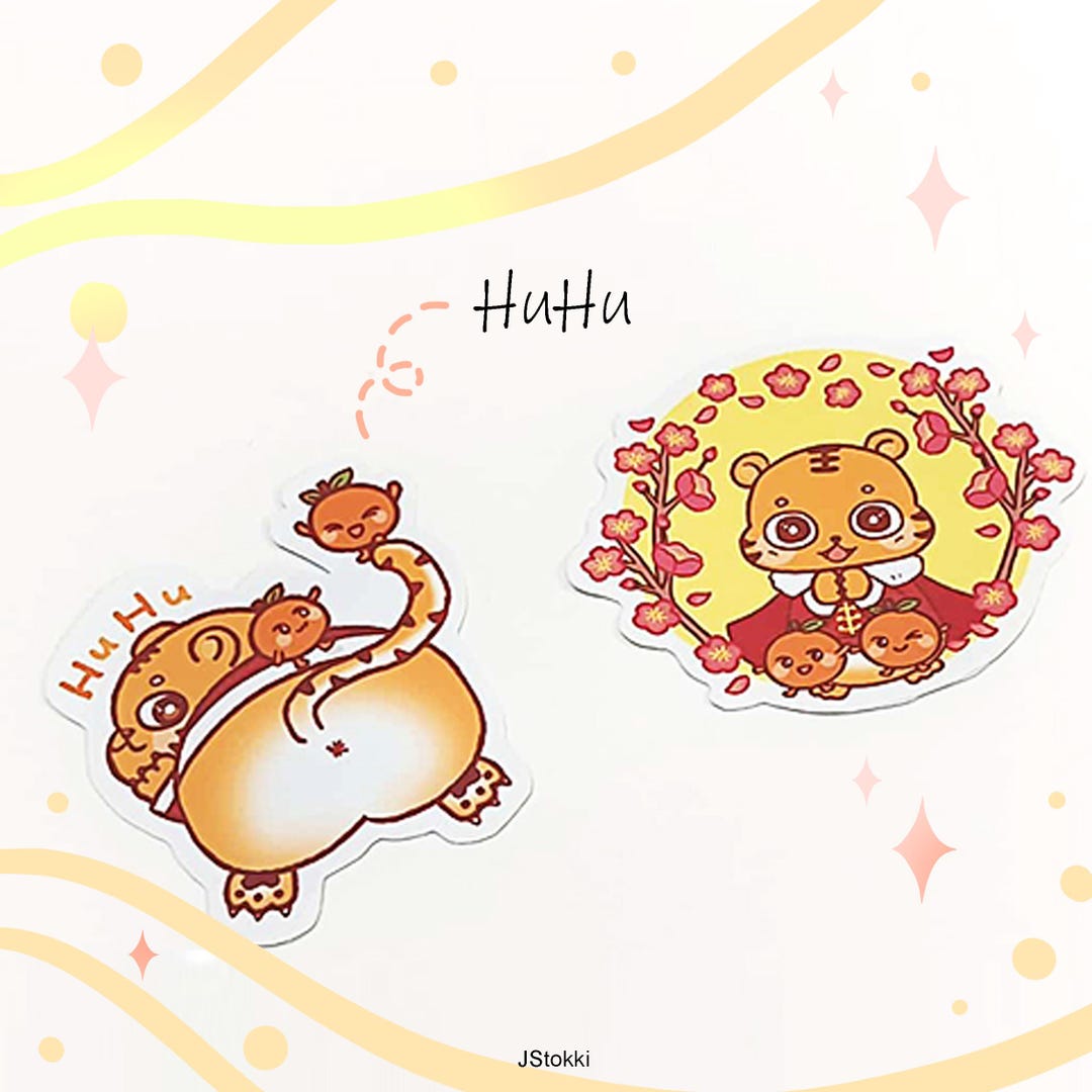 Huhu CNY Sticker Pack | Cute Tiger Lunar Stickers | Kawaii Planner ...