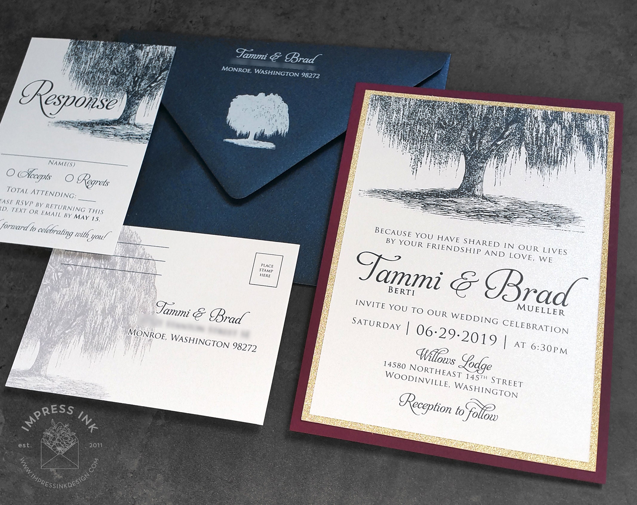 Oak Tree Wedding Invitation Sample Rustic Autumn Wedding Invites - Etsy