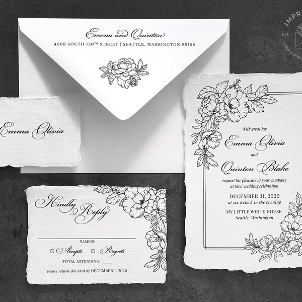 Deckled Edge Wedding Invitation - Etsy