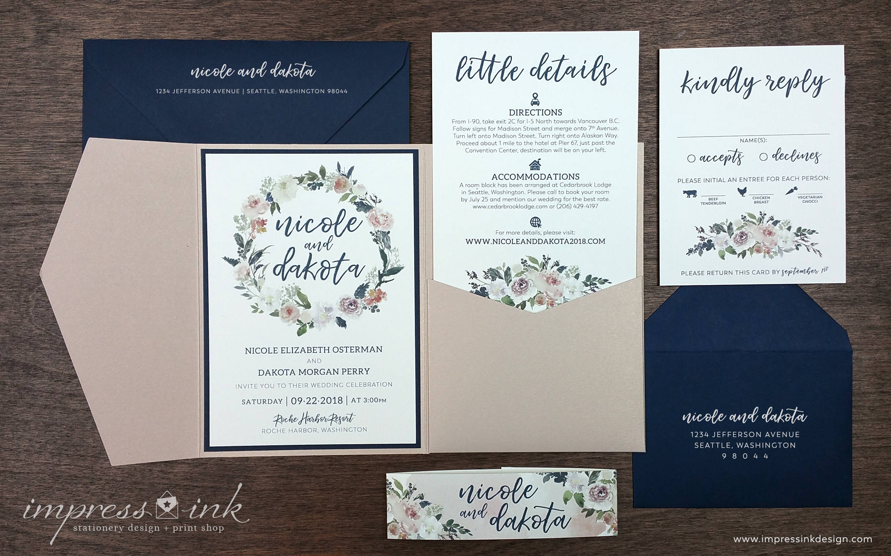 Bohemian Floral Watercolor Wedding Invitation Sample Flat, Laser Cut ...