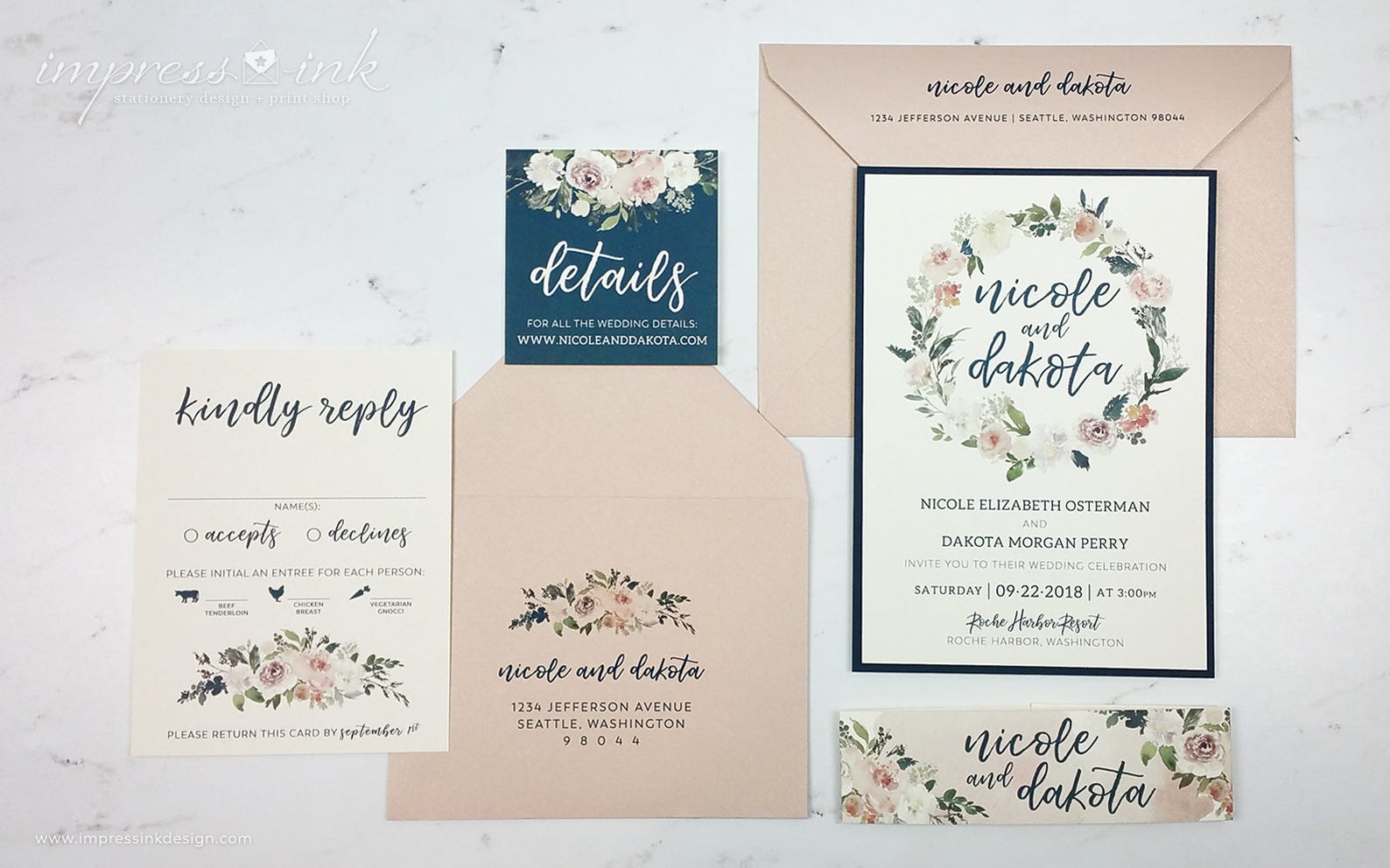 Bohemian Floral Watercolor Wedding Invitation Sample Flat, Laser Cut ...