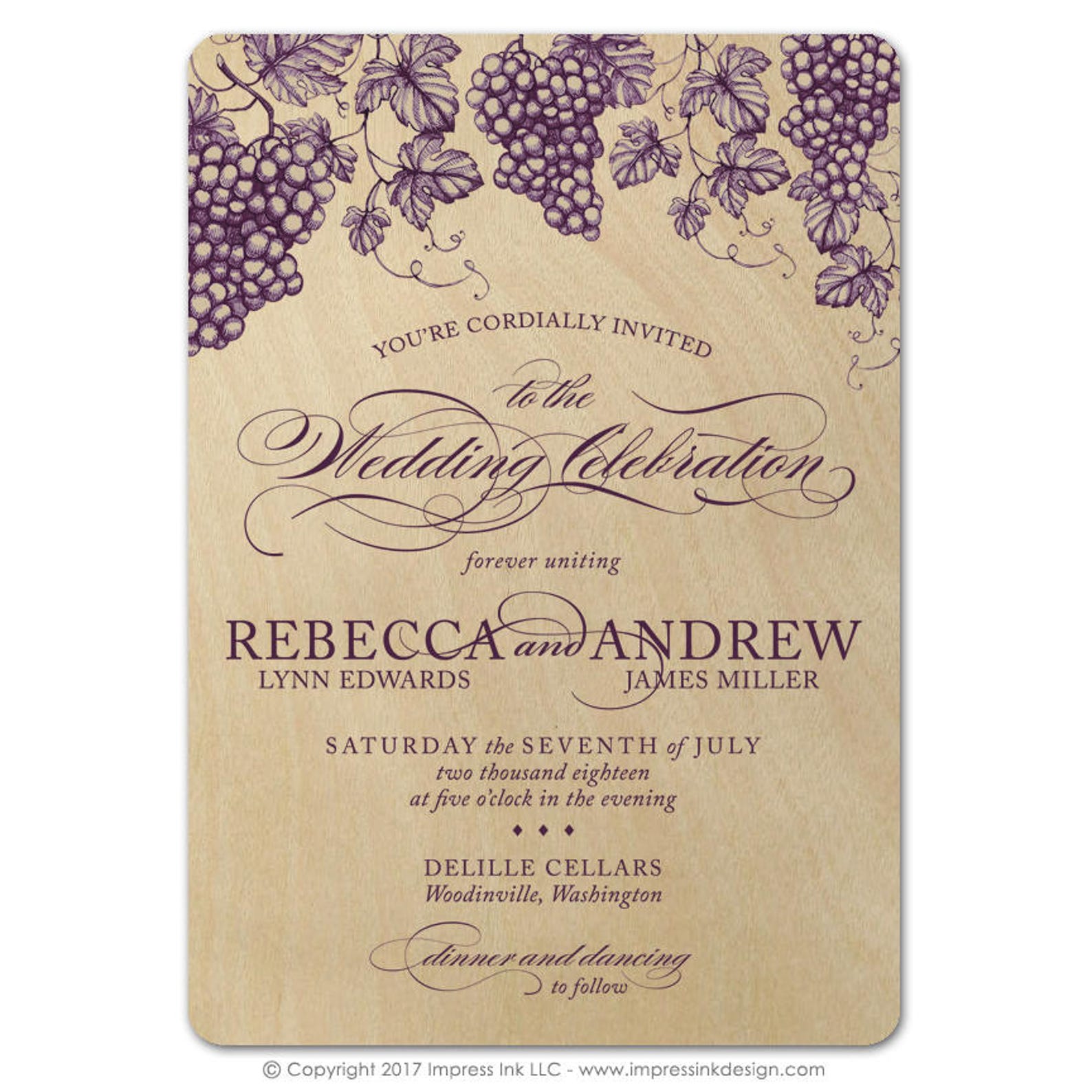 Vineyard Winery Wedding Invitation Sample Flat or Pocket | Etsy