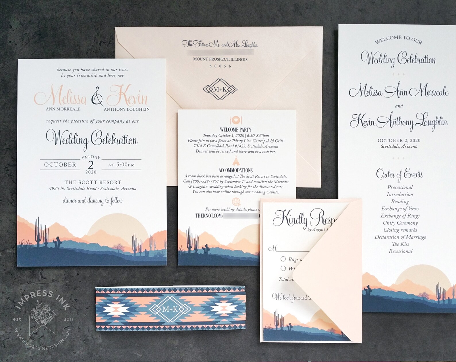 Desert Landscape Wedding Invitation Sample Flat Pocket - Etsy
