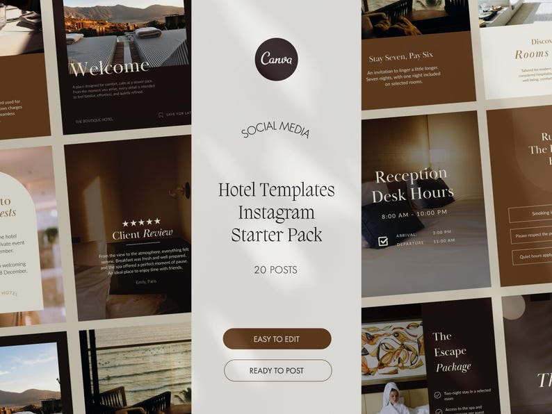 Hotel Templates Instagram Starter Pack | Canva Templates for Feed ...