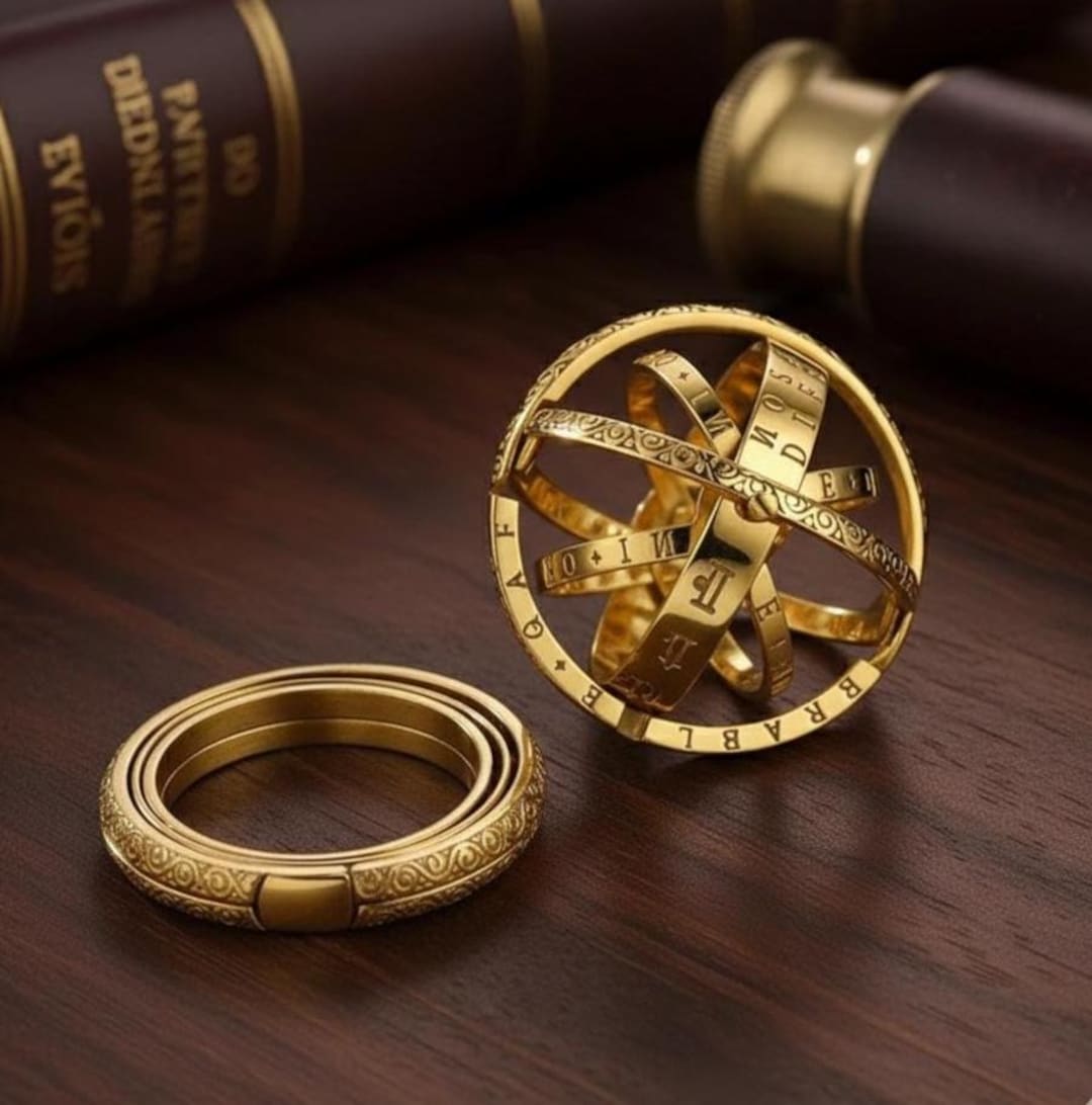 Foldable Astronomical Sphere Ring, Celestial Star Fidget Ring, Anti ...