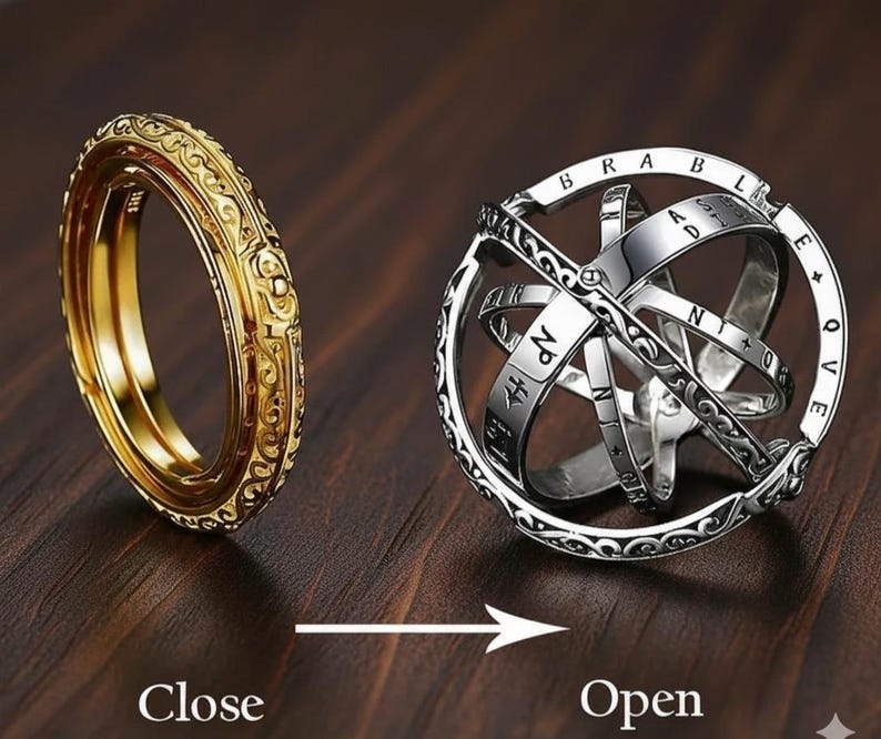 Foldable Astronomical Sphere Ring, Celestial Star Fidget Ring, Anti ...